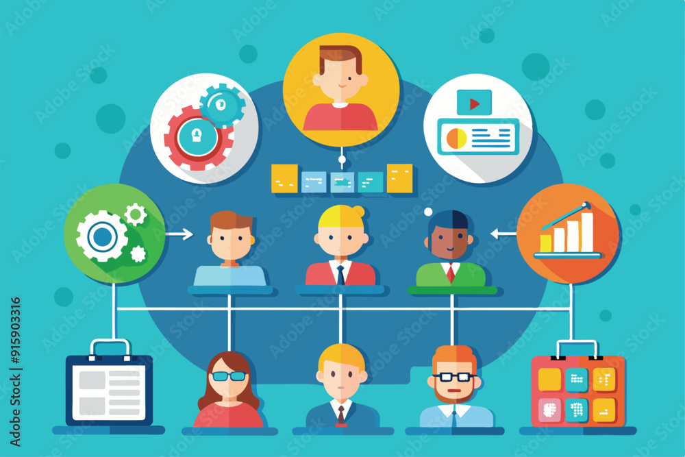 A creative diagram illustrating a business strategy focused on teamwork ...