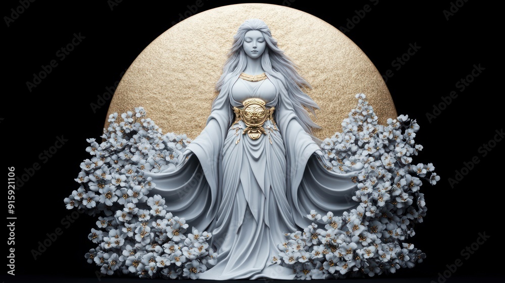 Enchanting representation of Amaterasu, the Japanese sun goddess ...