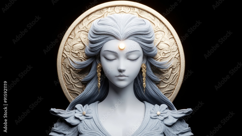 Magnificent portrayal of Amaterasu, the revered Japanese sun goddess ...