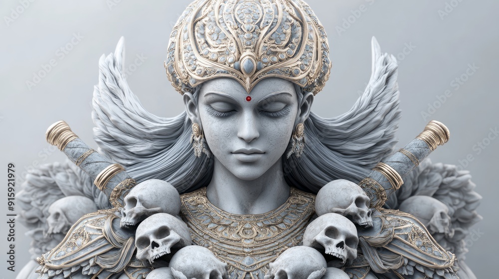 Foto de Kali, the Fierce Hindu Goddess of Destruction, Portrayed in a ...