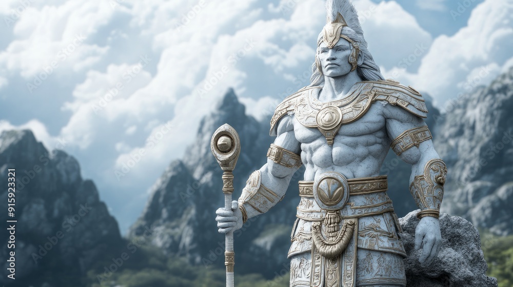 Viracocha, the Andean Creator God, Holding a Sacred Staff, Standing ...