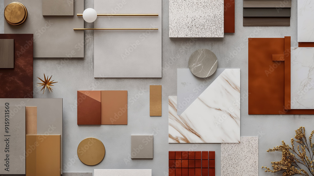 luxurious interior design moodboard with stylish earth tone color ...