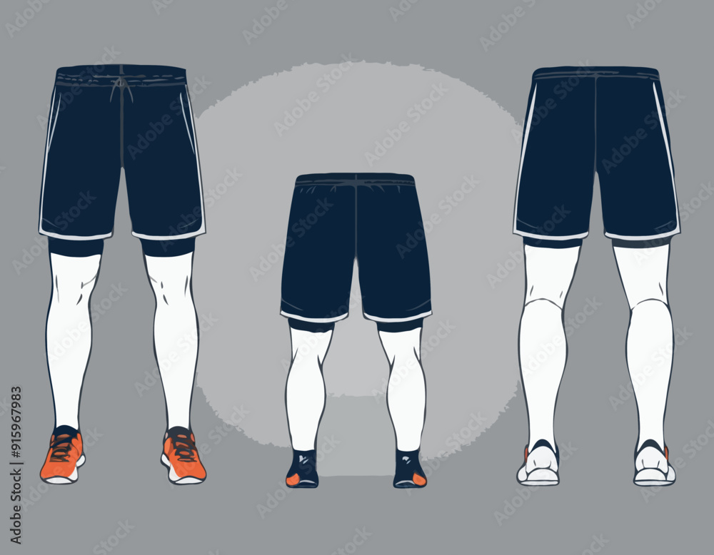 Sport track Shorts with compression tights design vector template ...