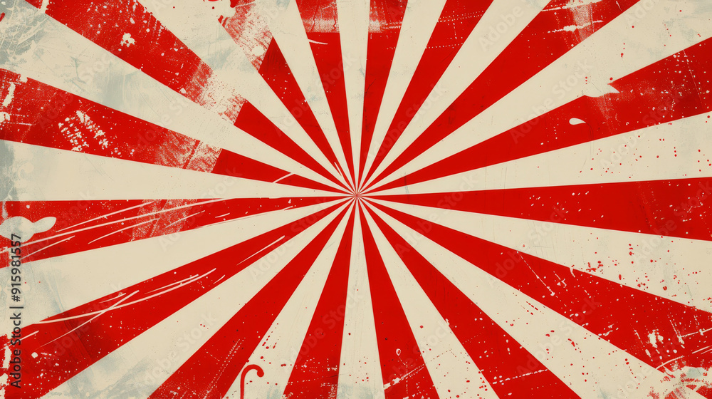 Retro circus rays pattern with spiral background. Vintage grunge poster ...