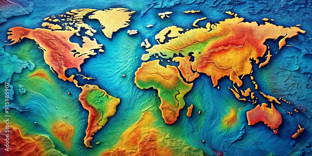 Topographic world map in with vibrant colors and abstract background , topographic, world map ...