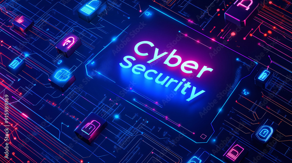 Cyber Security Concept with Modern Font on Digital Circuit Patterns ...