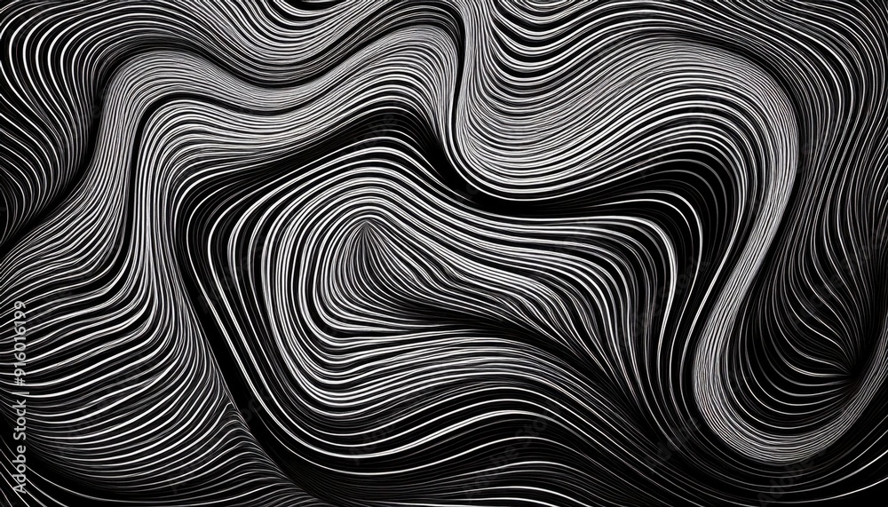 Black and white wave line arts wallpaper, black and white motion ...