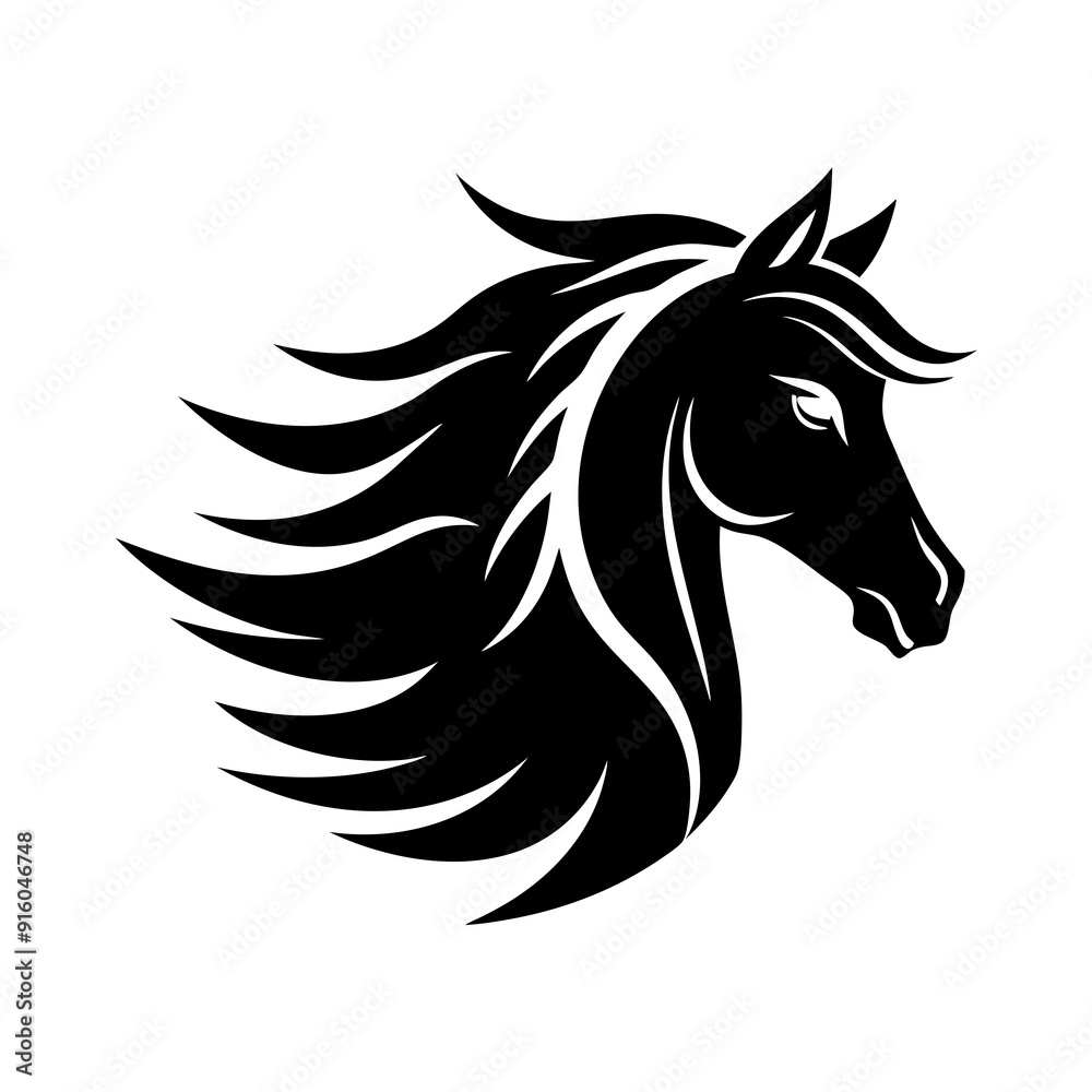 Wind Rider Iconic Horse Silhouette Vector Illustration – Line Art and ...