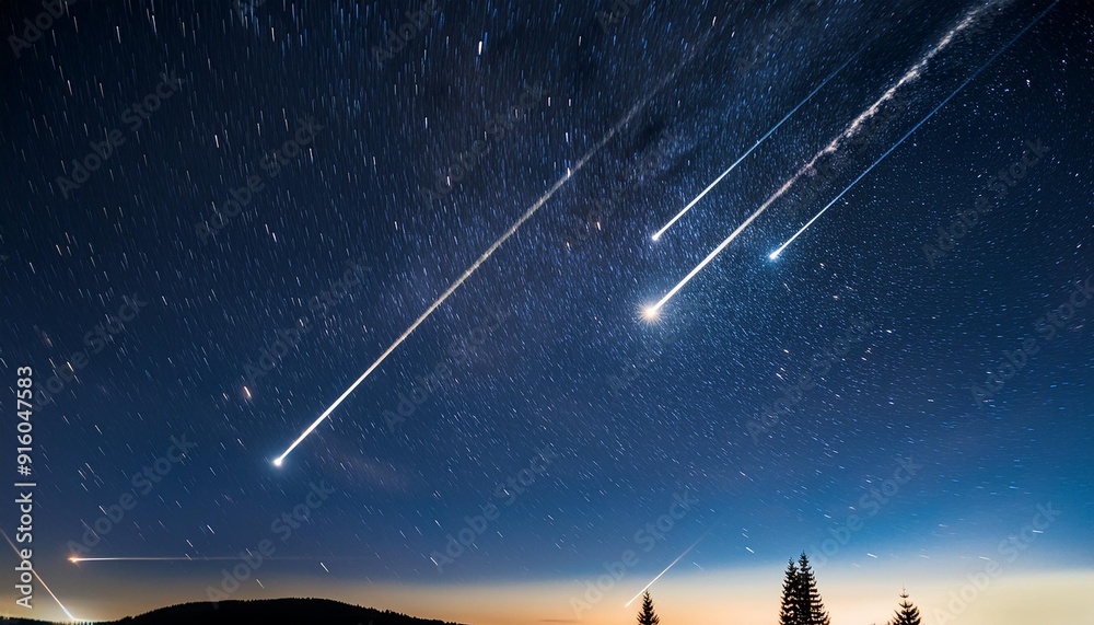 starry night sky shooting stars streaked across the sky background with ...