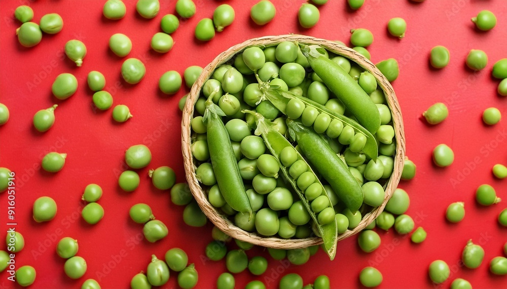 green peas top view food background pea pods from farmland pea was ...