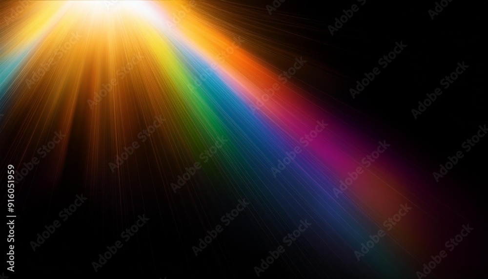 rainbow light effect from sun flares on black background colorful glare ...