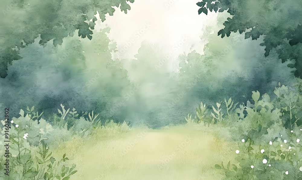 Overgrown forest path leading into a hidden grove, Generative AI Stock ...