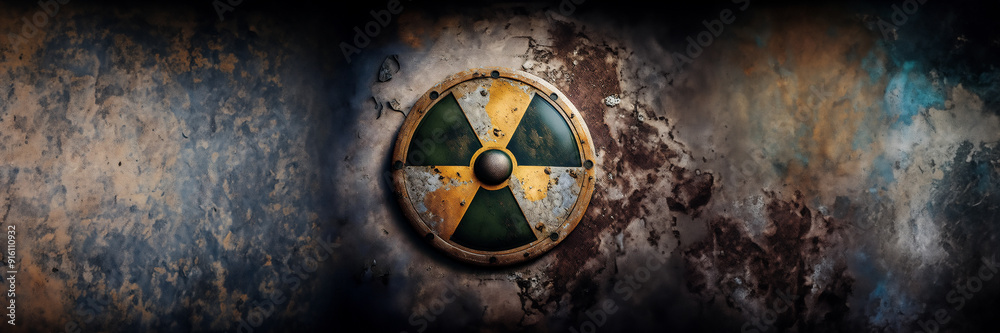 radioactive symbol concrete rust old warning sign Stock Illustration ...