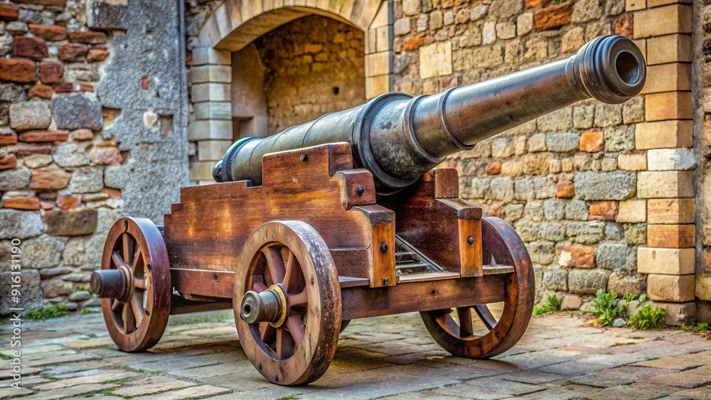 Ancient vintage medieval cannon ready for battle, cannon, warfare ...