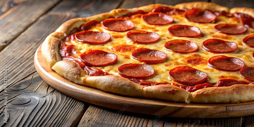 Classic pepperoni pizza with golden-brown crust, gooey melted cheese ...