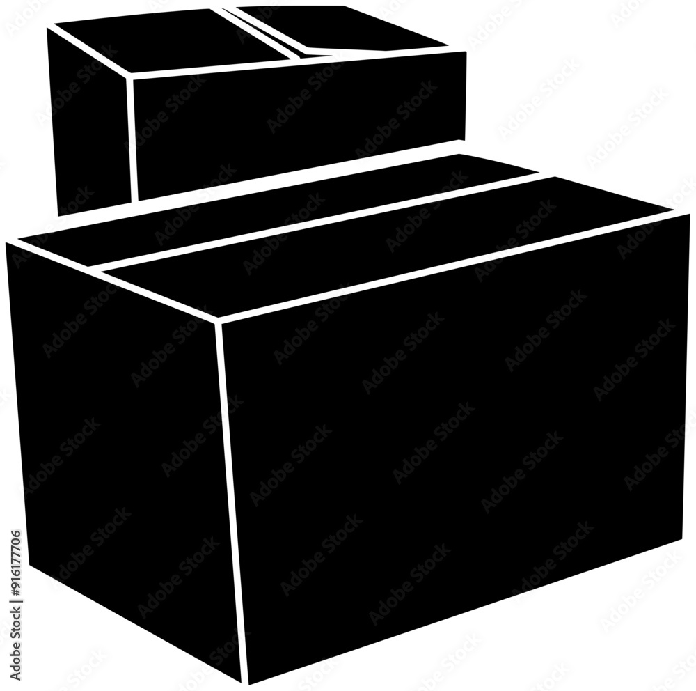 box illustration cardboard silhouette carton logo package icon delivery ...