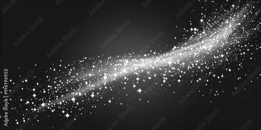 A vector illustration of glowing white stardust, glittering on a ...