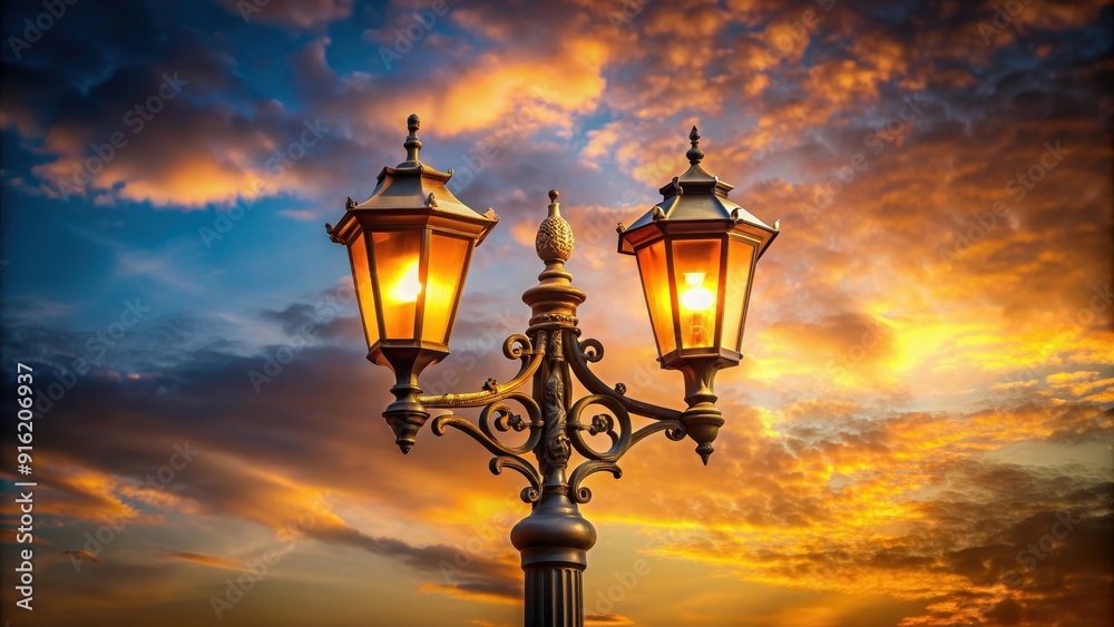 Vintage pole street light with a nostalgic design and warm glow , old ...