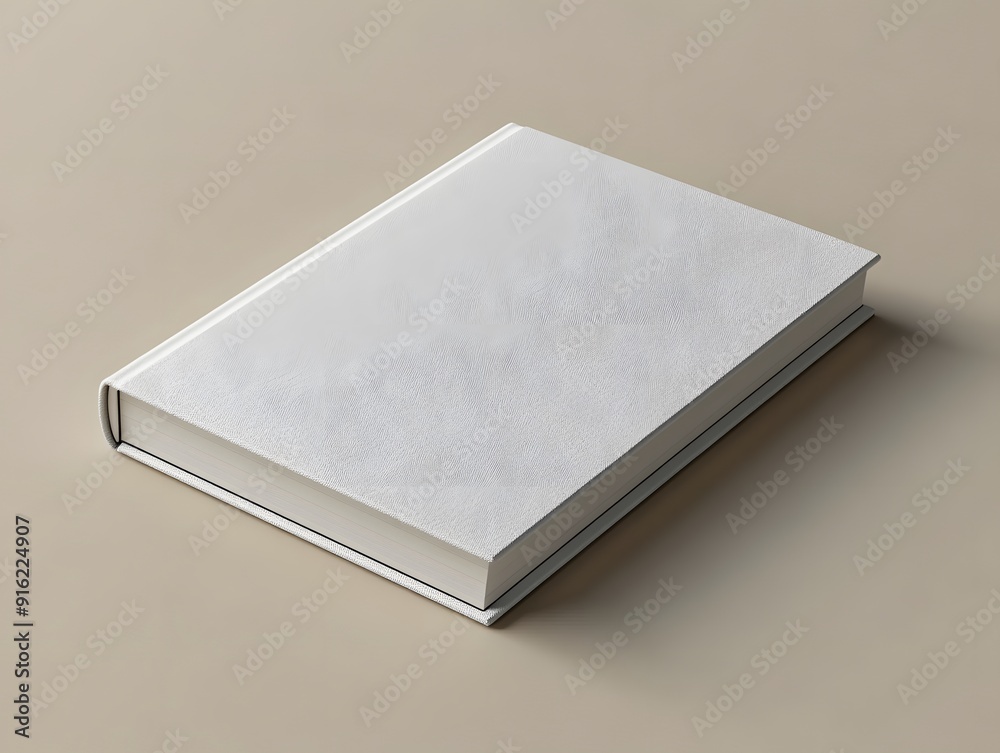 White notebook mockup shown closed, with a subtle texture on the cover ...