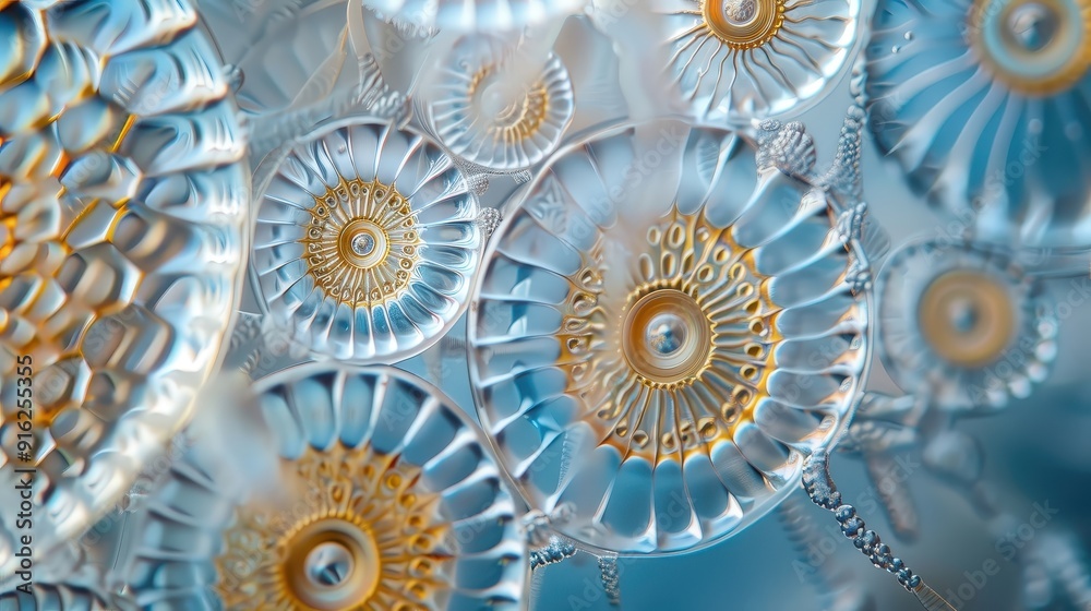 Microscopic Beauty: Close-Up of Intricate Diatoms Showing Silica Cell ...