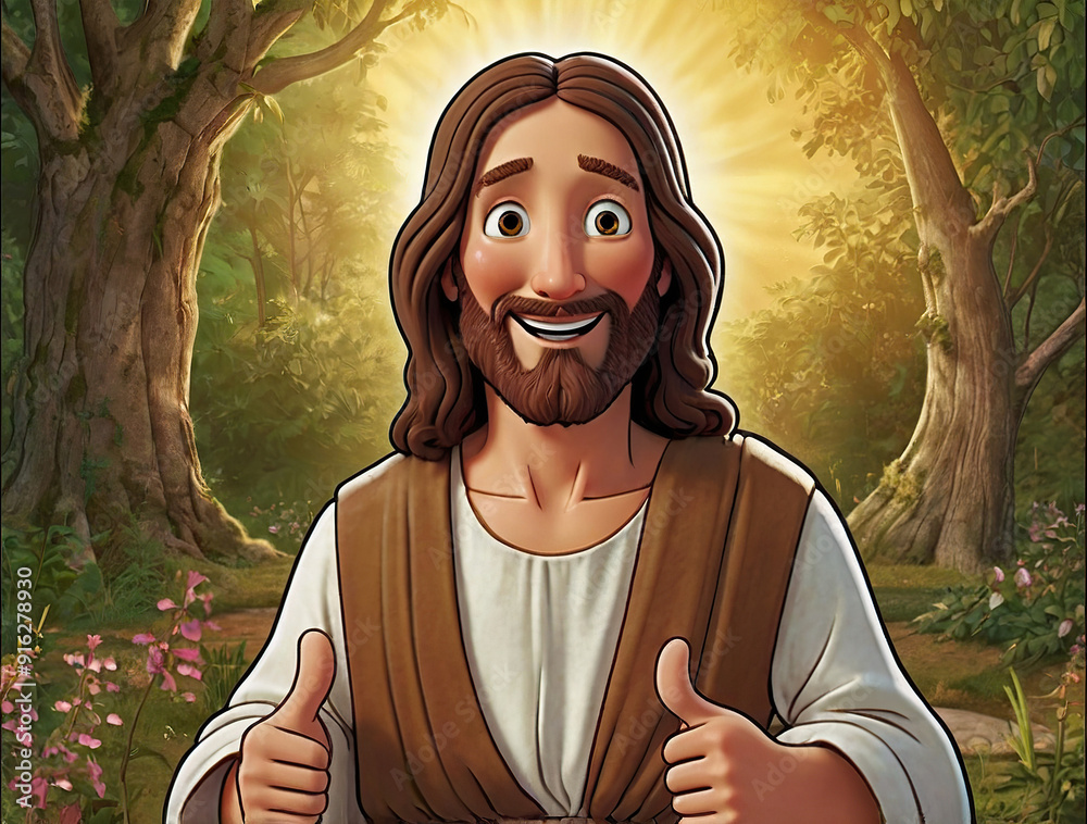 Cartoon illustration of Jesus Christ teaching and holding the bible ...