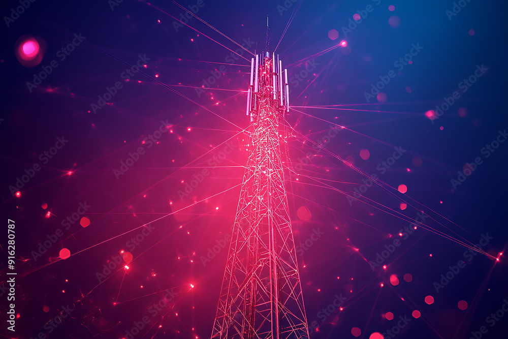 3d base station receiver. telecommunication tower 5g,6g polygonal ...