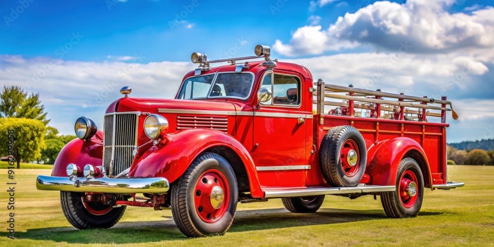 Vintage fire engine parked at a classic car show, vintage, fire engine ...