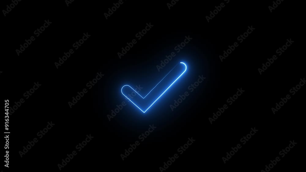 Animation of neon check mark icon. cyan color tick mark icon animation ... Animation of neon check mark icon. cyan color tick mark icon animation ...