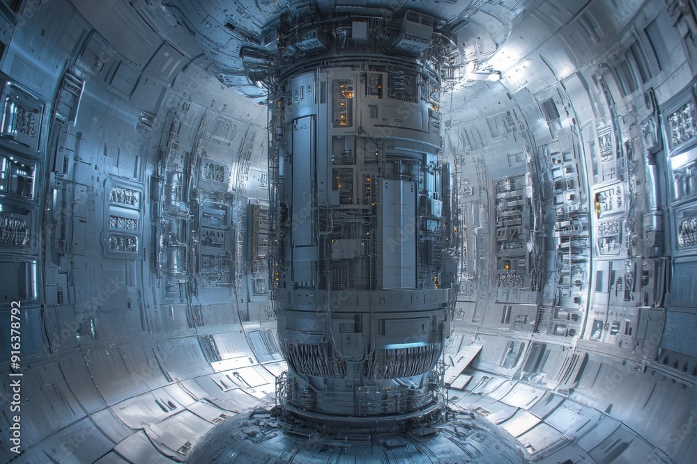 Detailed view of a fusion reactor inner chamber, showing the ...