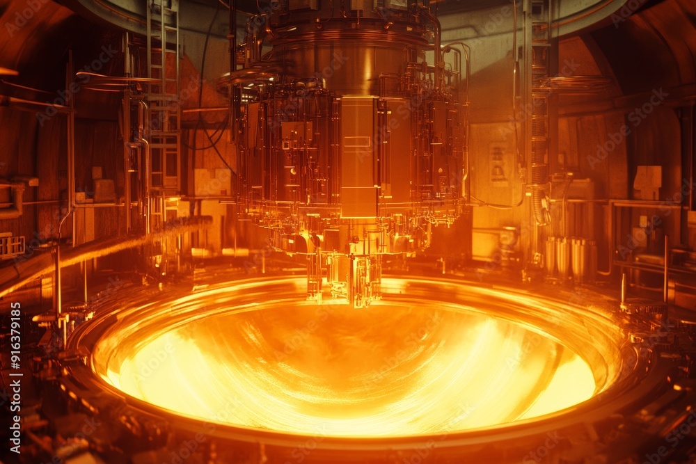 Portrait of an experimental fusion reactor during a test run ...