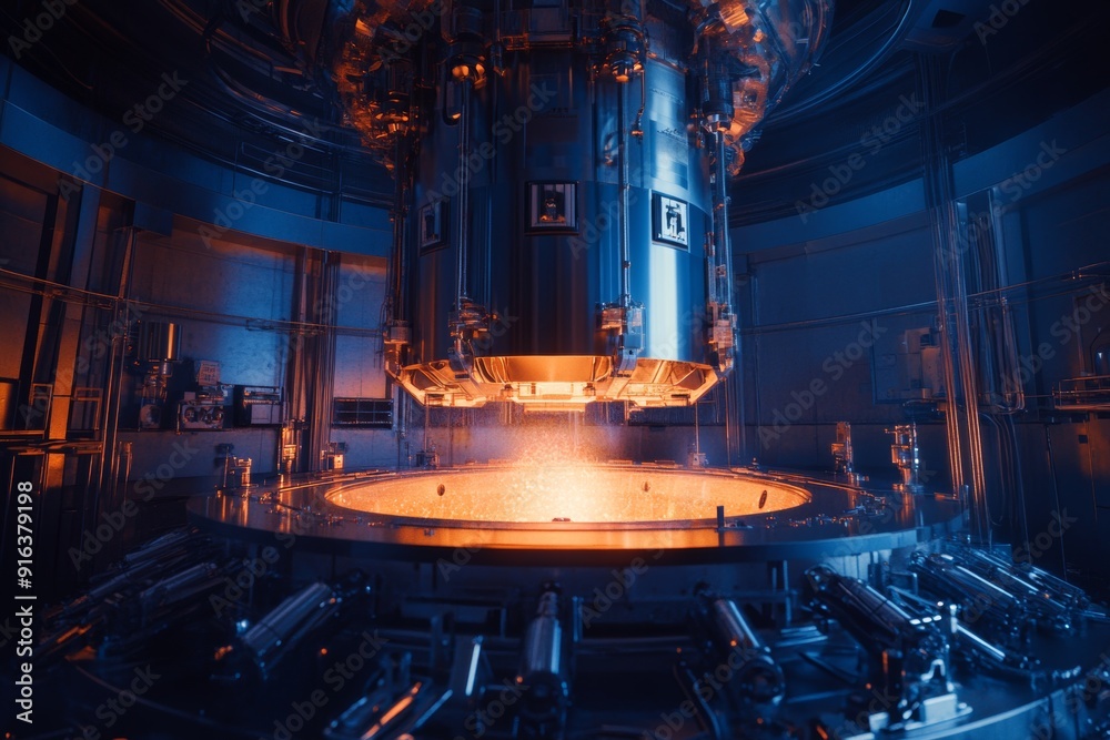 Portrait of an experimental fusion reactor during a test run ...