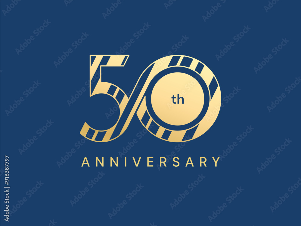 50th Anniversary luxury gold celebration with Overlapping in Shapes ...