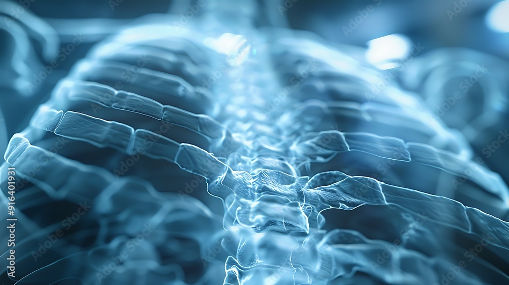 A high-resolution X-ray of the rib cage, focusing on detecting ...