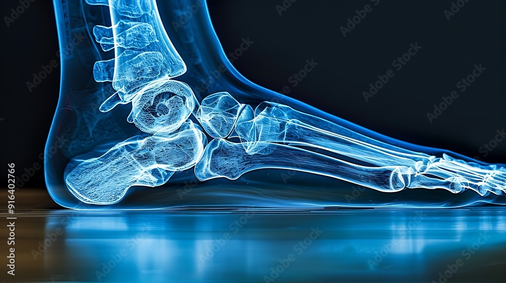 Anterior X-ray of a sprained ankle with clear ligament damage, detailed ...