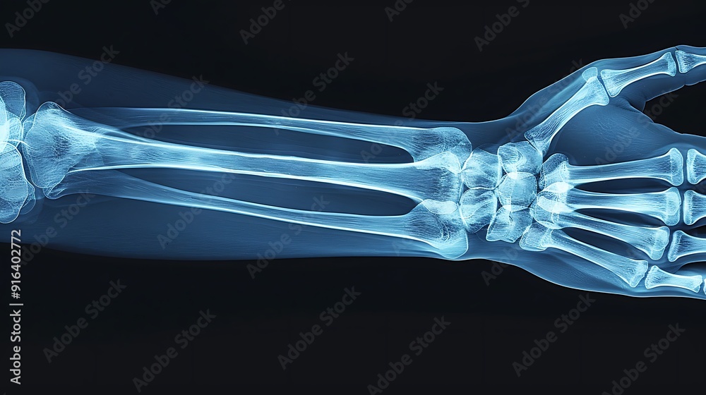 Anterior X-ray of a wrist with clear signs of carpal tunnel syndrome ...