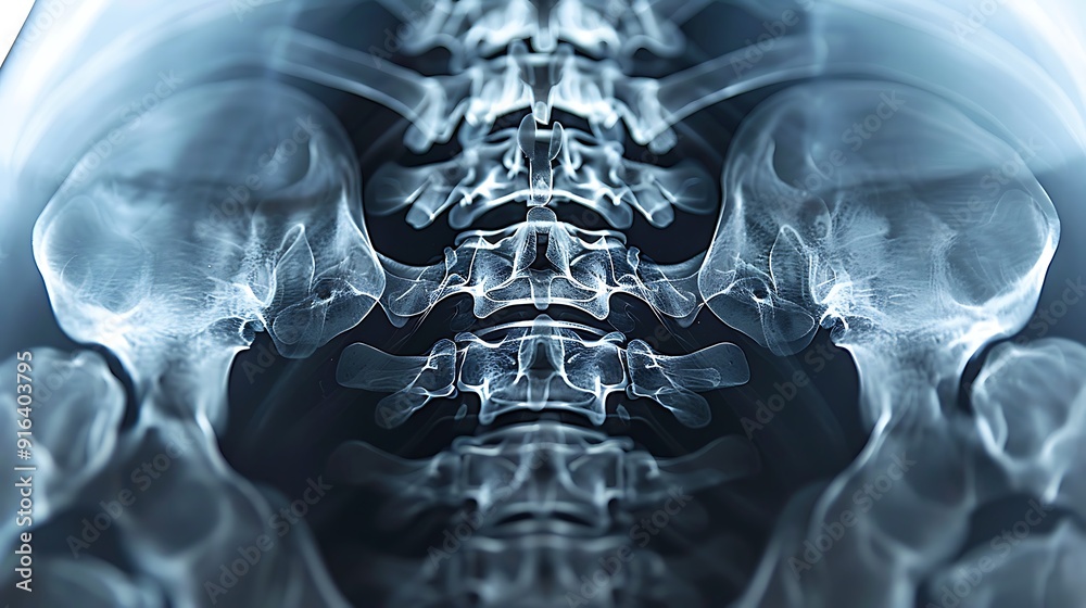Anterior X-ray of the spine with clear vertebrae alignment for ...