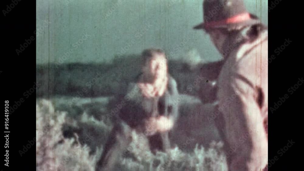 Cowboy shooting man on green hill. Tragic scene from adventure western ...