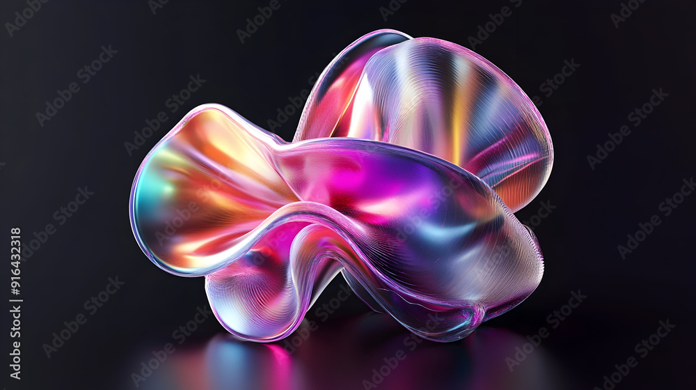 Inflated freeform 3D shapes with holographic effect with gradients ...