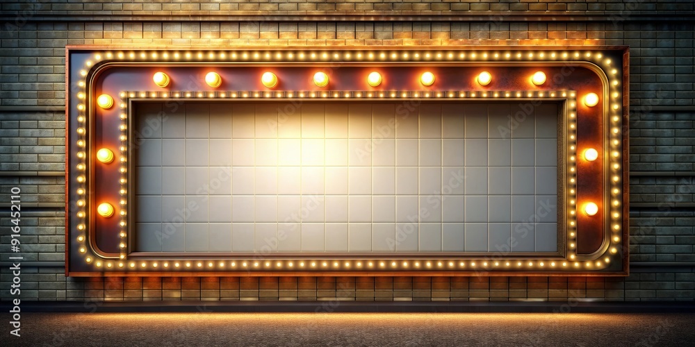 Cinema electric bulbs billboard with retro light frame , cinema ...