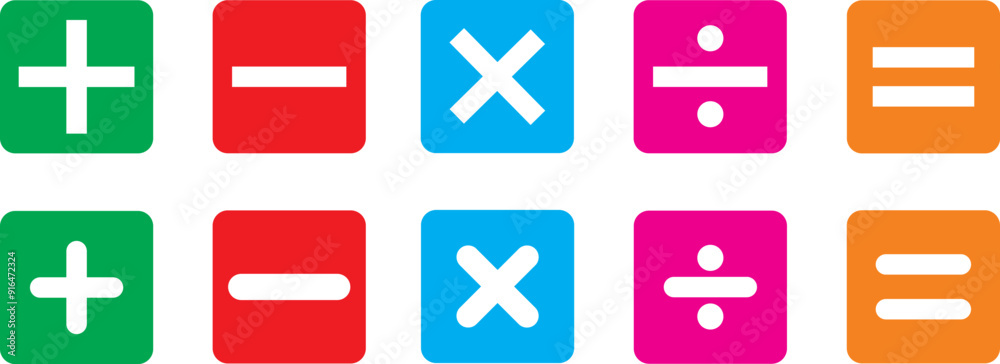Basic mathematical symbol. Plus and minus icon set. Math symbol ...