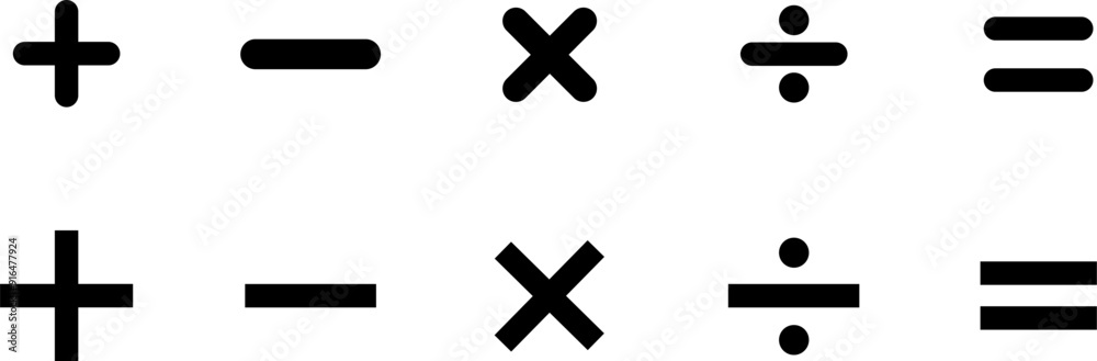 Basic mathematical symbol. Plus and minus icon set. Math symbol ...