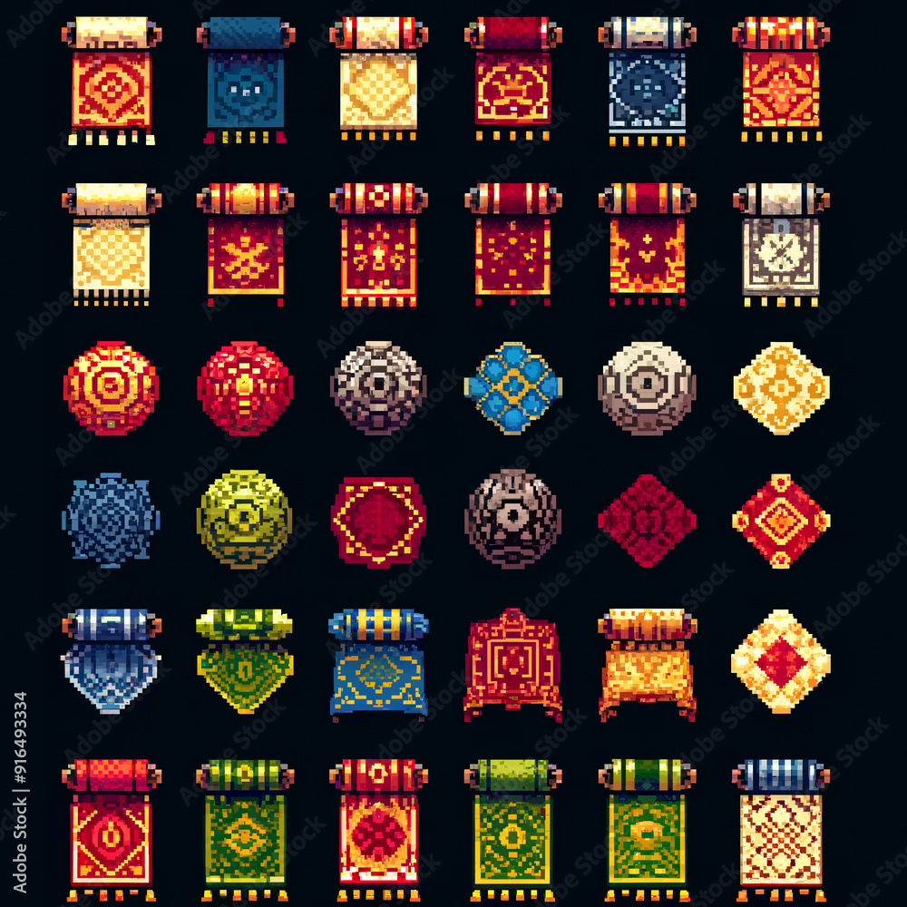 Sprite sheet of RPG carpets in pixel art style ilustração do Stock ...