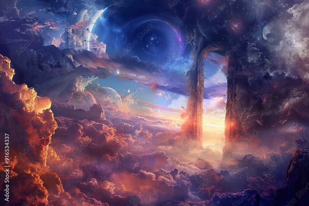 Multiverse gateway opening to reveal a breathtaking panorama of ...