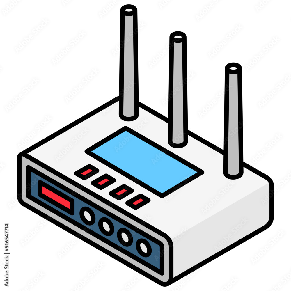 Modem isometric lineal color icon, related to technology, home ...