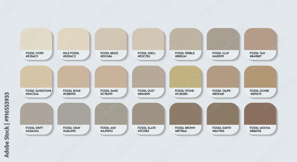Fossil Color Palette, Fossil Color Guide Palette with Color Names ...