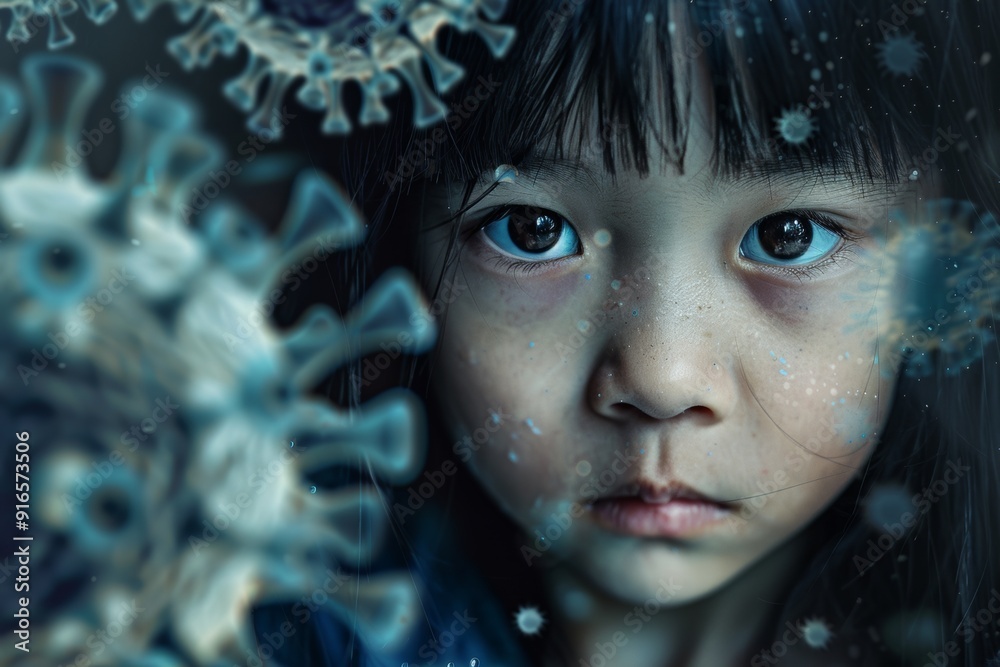 Girl's timid glance conveys unspeakable fear and unease. Child looks ...