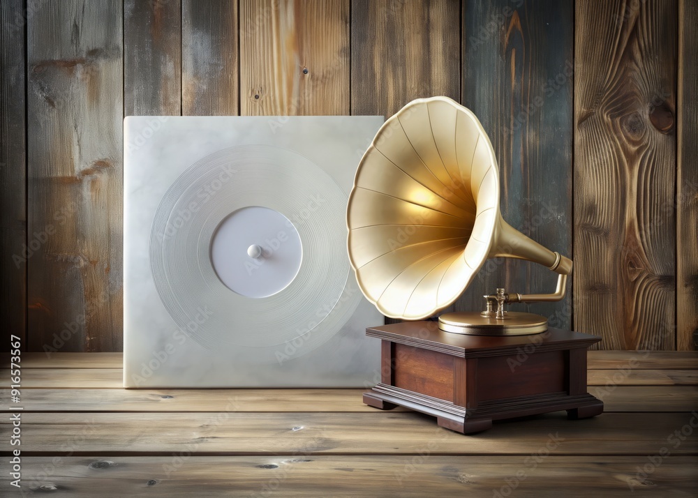 Retro-style white vinyl record album cover sleeve mockup with a clear ...