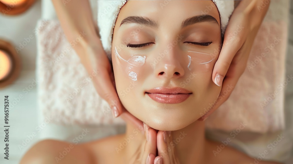 Girls in spa getting facials, Woman in mask on face in spa beauty salon ...