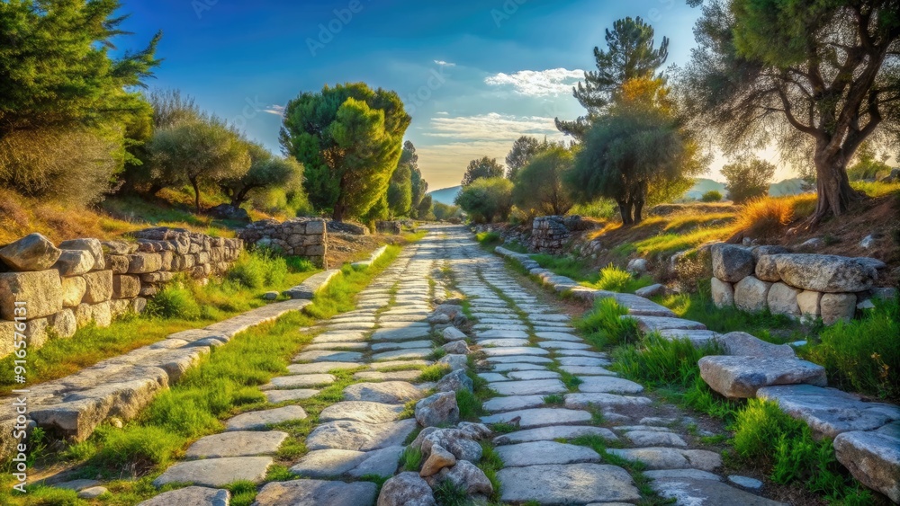 Ancient Roman road in the picturesque village of Saglikli in Tarsus ...