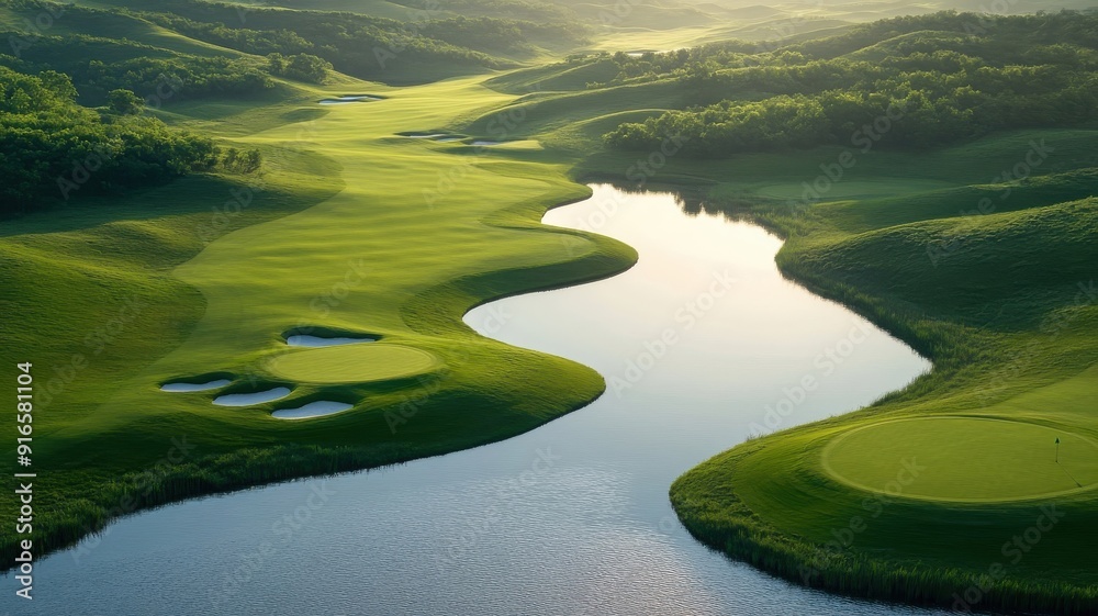 Golf course transformed into yin-yang landscape with fairways and water ...